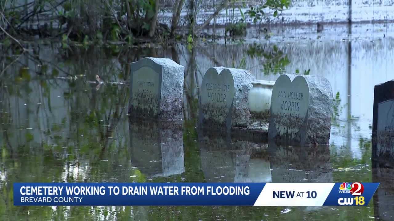 Titusville Cemetery works to drain floodwater after severe storms
