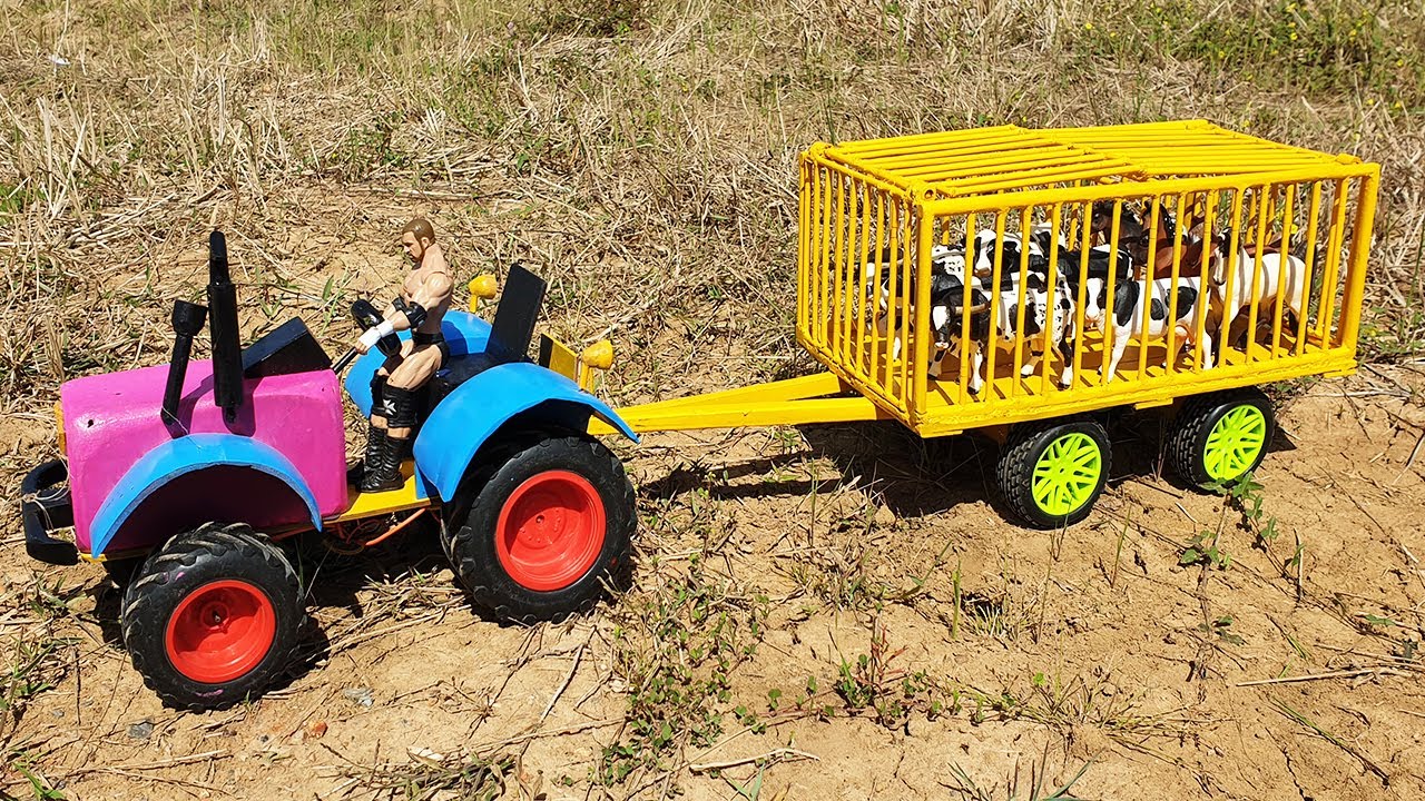 How To Make Mini Tractor With Mini DC Motor To Transport Farm Animals
