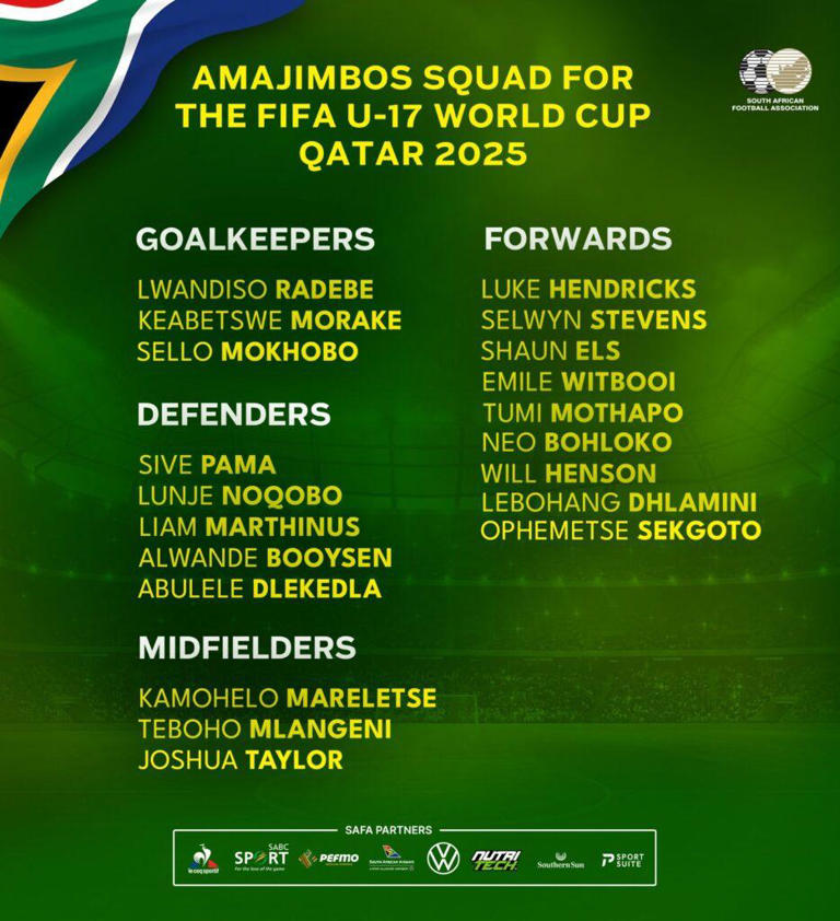 U-17 FIFA World Cup: South Africa name final squad