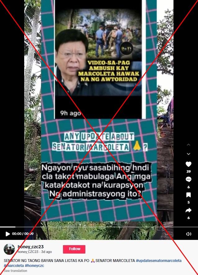 Posts fabricate 'ambush attempt' on Philippine senator investigating ...