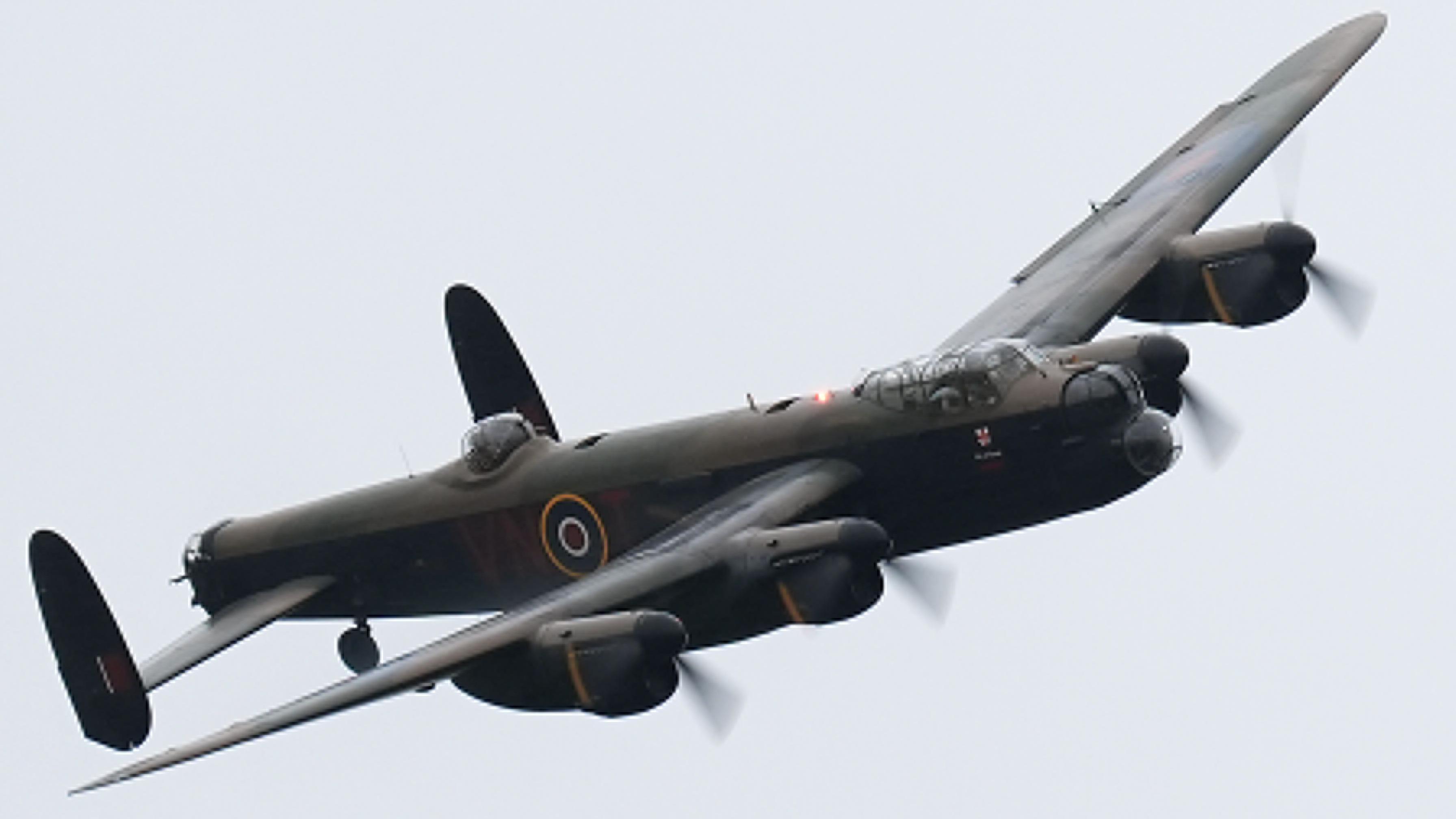 Lancaster bomber touches down for maintenance work