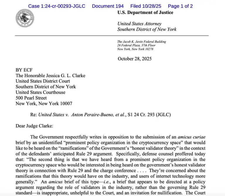 US prosecutors reject crypto policy defense in $25M MEV bot case