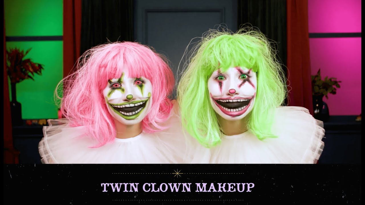 Circus clown Halloween makeup with vibrant details