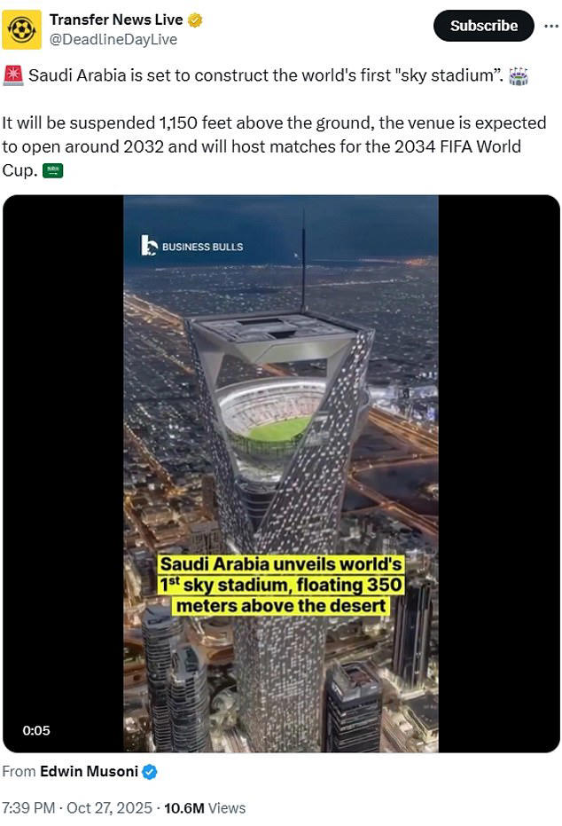 How 50 MILLION people were fooled by a Saudi skyscraper stadium video ...