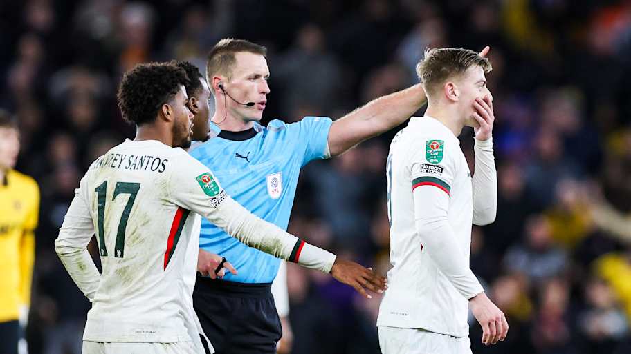 What fixture will Liam Delap miss after Chelsea red card vs Wolves?