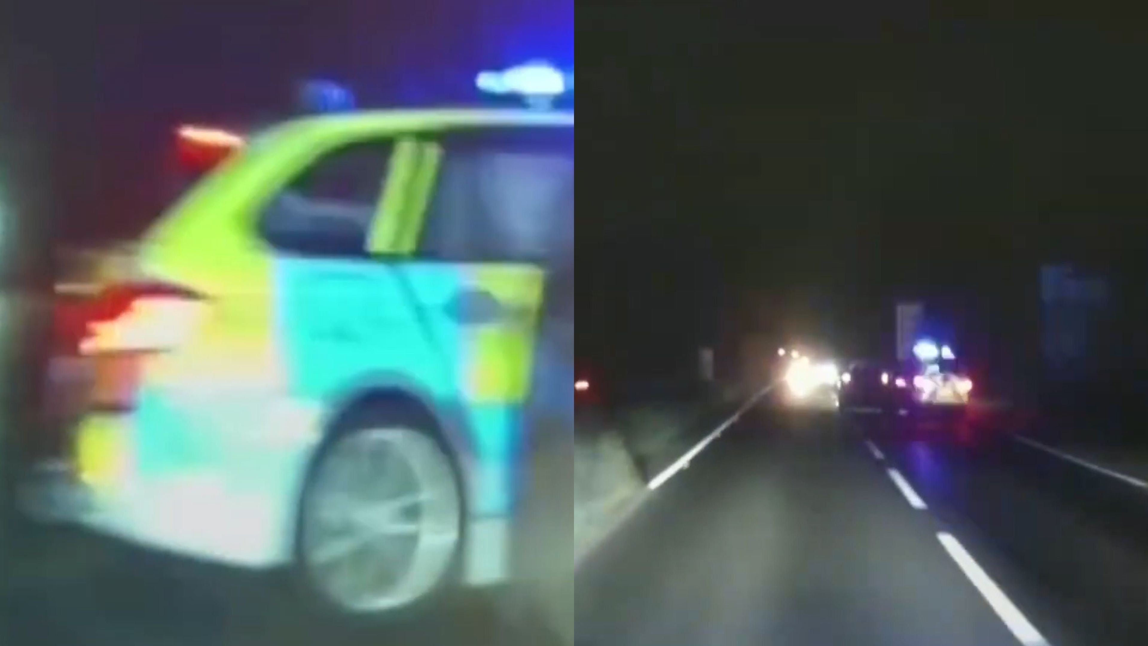 Dramatic footage shows motorist driving towards traffic in bid to evade ...