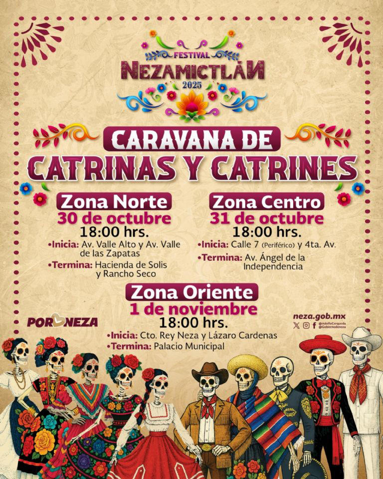 Caravana de Catrinas en Neza 2025: ¿Cuándo es y qué ruta seguirá? | MAPA