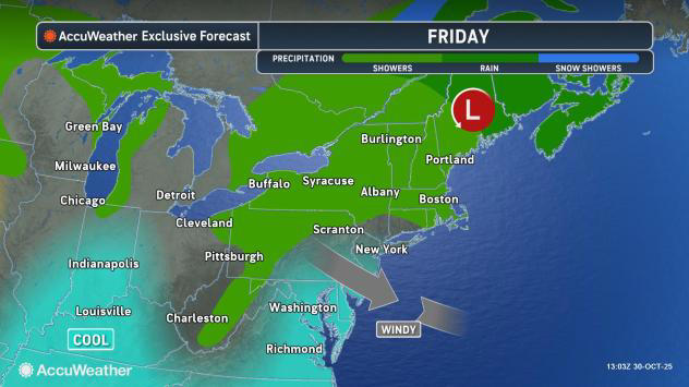 Cold winds, even snow to follow late week rainstorm in eastern US