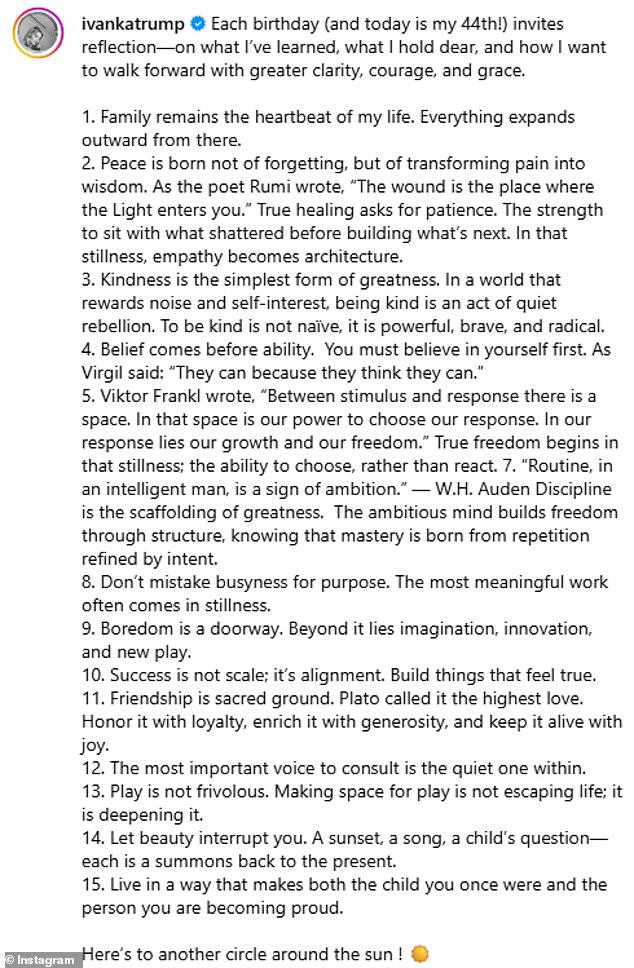 Ivanka Trump shares cryptic post about overcoming 'pain' to mark her ...