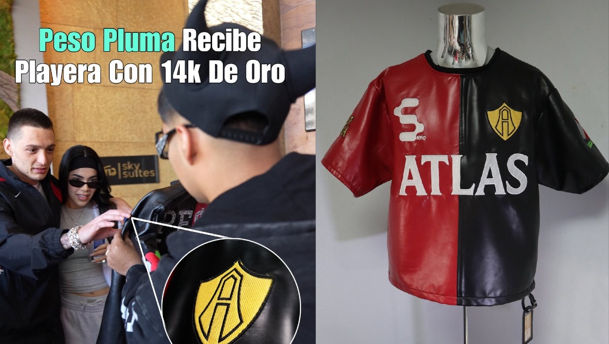 Peso Pluma recibe jersey del Atlas con oro de 14 kilates; así fue su ...