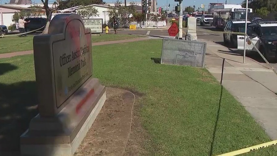 San Diego Police Officer Austin Machitar's memorial vandalized
