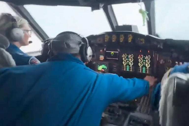 Storm chasers tossed around by extreme turbulence while flying straight ...