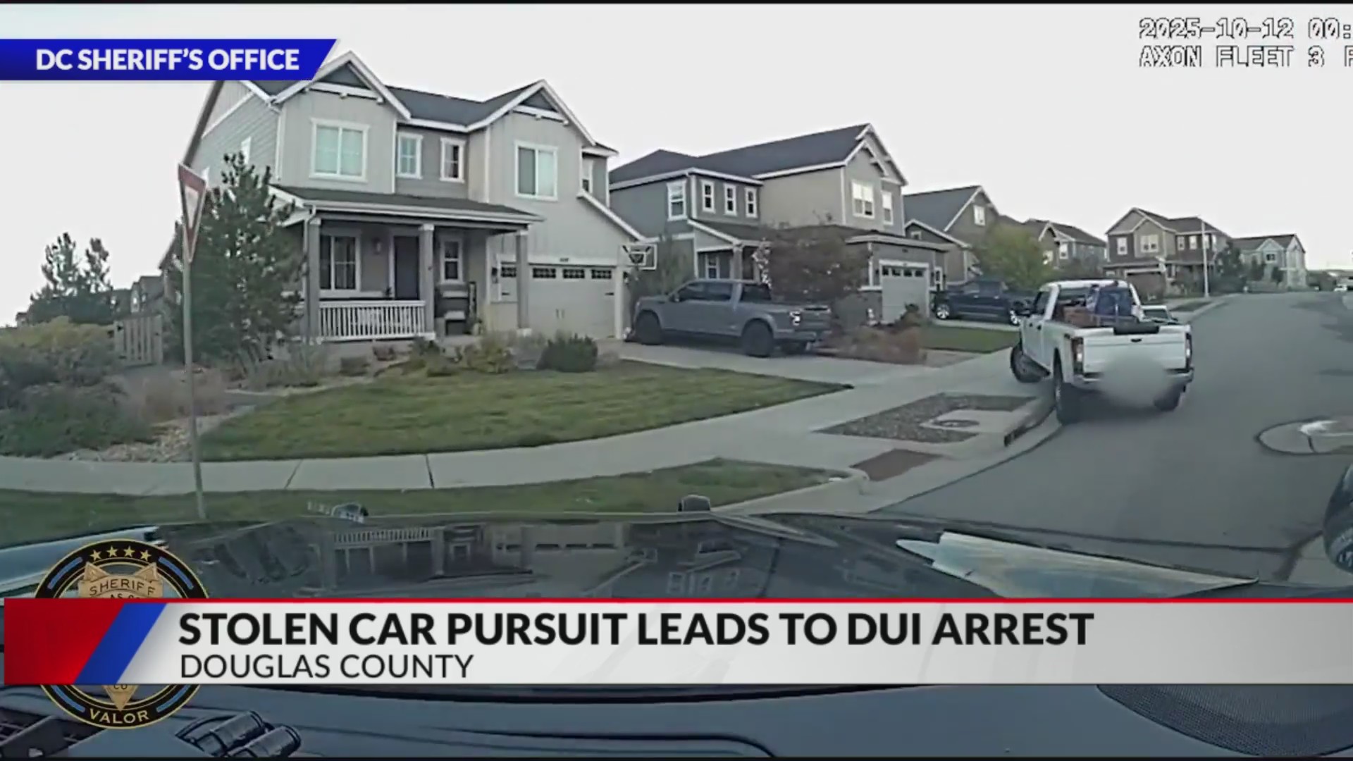 Stolen car pursuit leads to DUI arrest in Douglas County