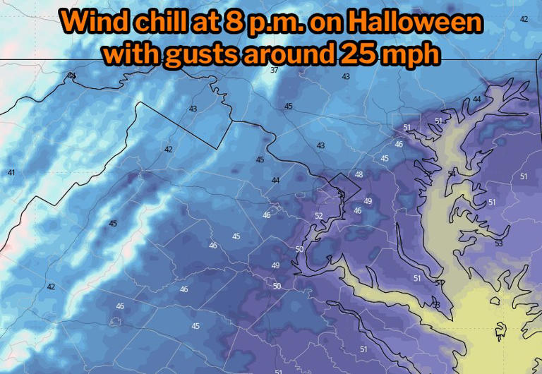 CWG Live updates: Mainly clear and 40s tonight; winds howl on Halloween