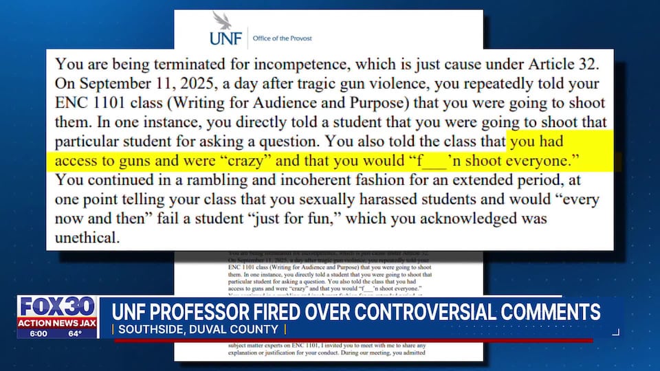 UNF instructor defends job after he says lecture on bad rhetoric was ...