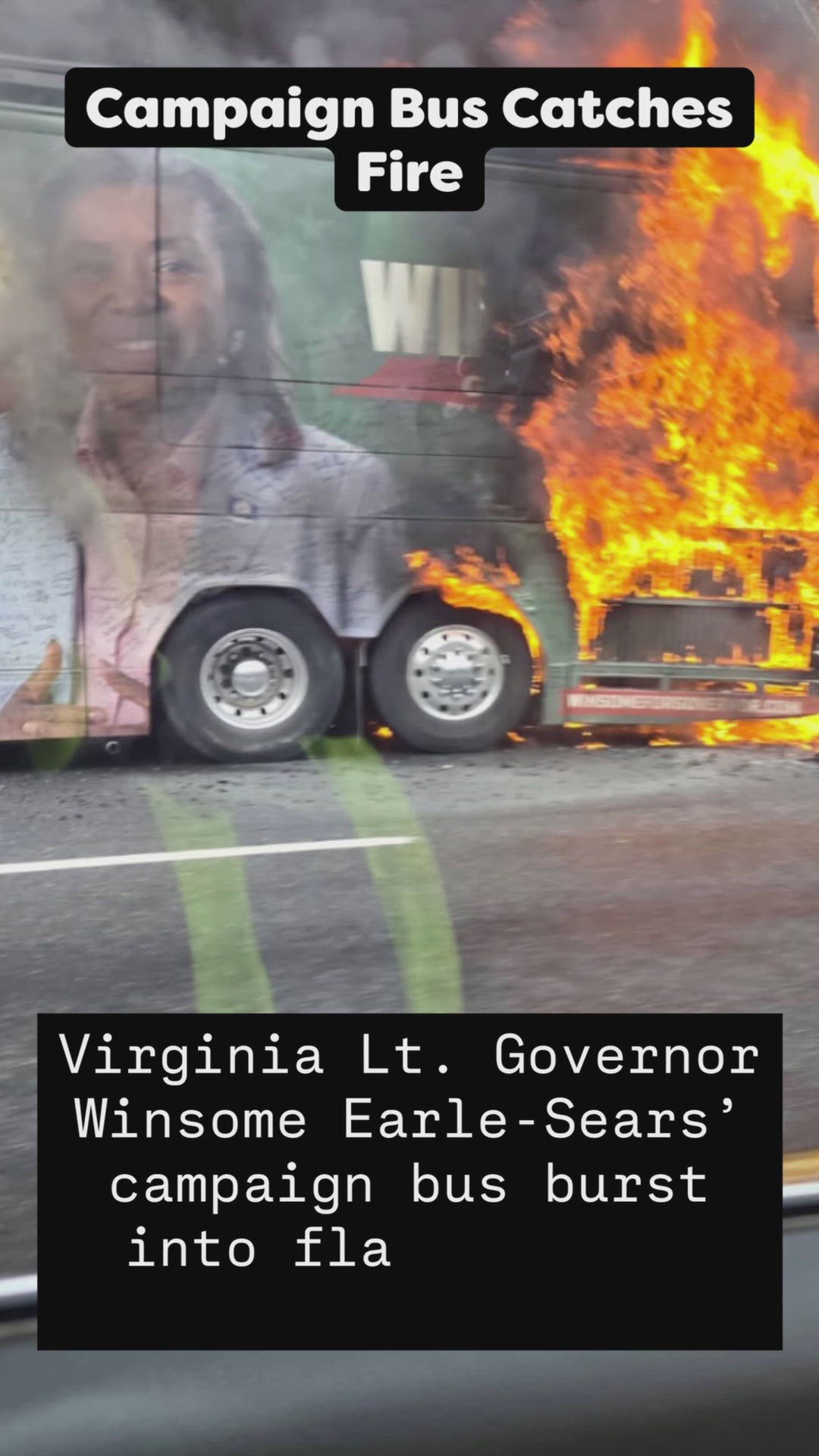 Earle-Sears’ Bus Catches Fire