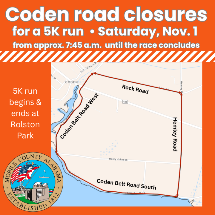 Roads to close in Bayou La Batre, Coden for 5k race