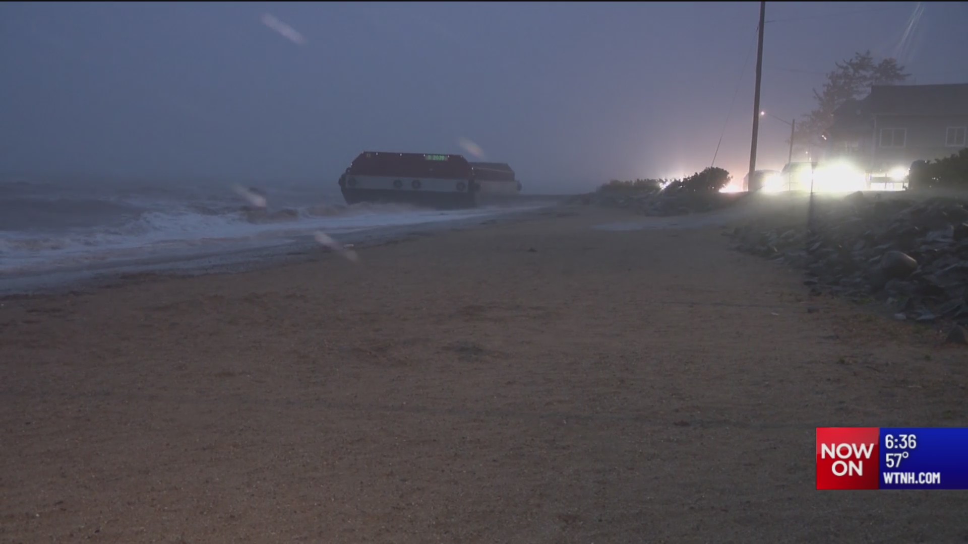 Barges that washed up in Milford, drift to West Haven
