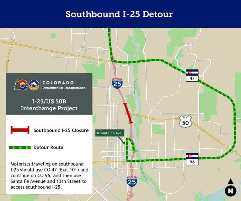 Interstate 25 set for overnight closures in Pueblo as CDOT crews demolish US 50 bridge