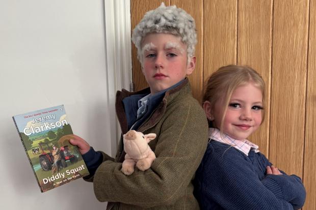 Siblings dress up as Jeremy Clarkson and Harriet Cowan for Halloween