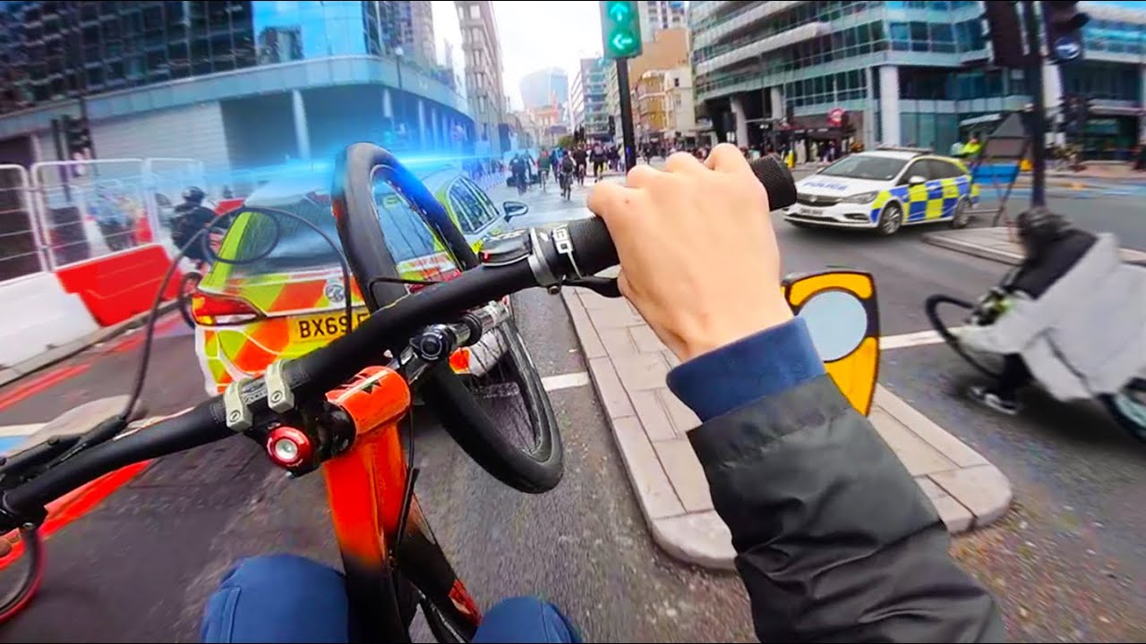 Little Harry does high speed wheelies through the city