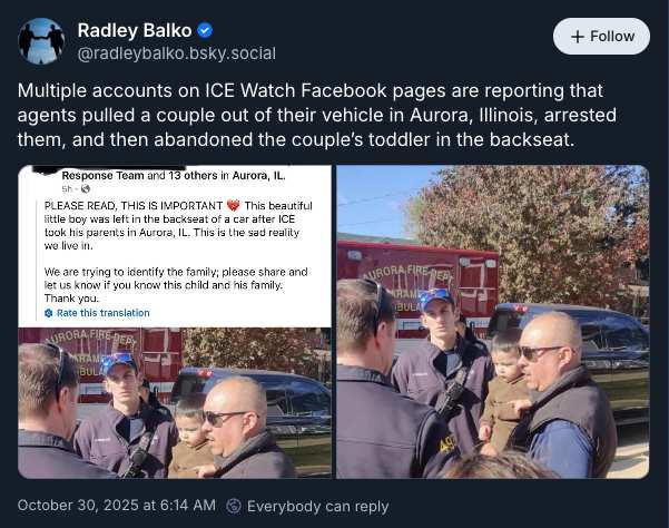 Toddler left in backseat as ICE redefines "collateral damage"