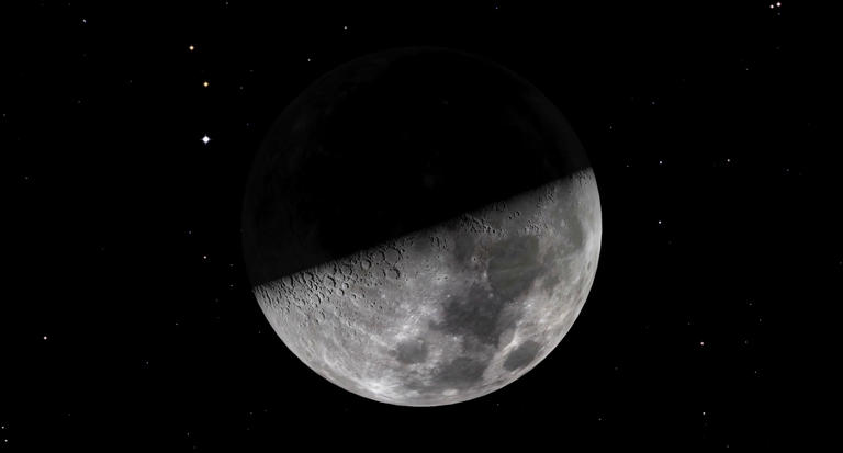 See a half-lit moon shine among the stars of Aquarius on Nov. 27