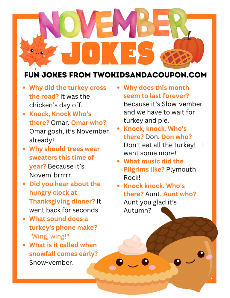 Serve Up Lots of Laughs With These November Jokes for Kids and Adults
