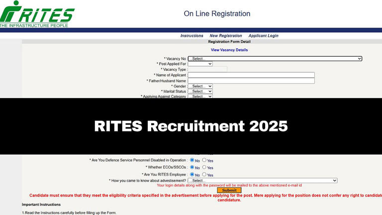 RITES Recruitment 2025: Application Process For 600 Positions Ends Soon ...