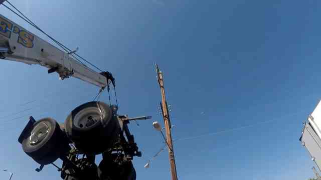 Big rig hit by train - recovered by Pepe's Towing
