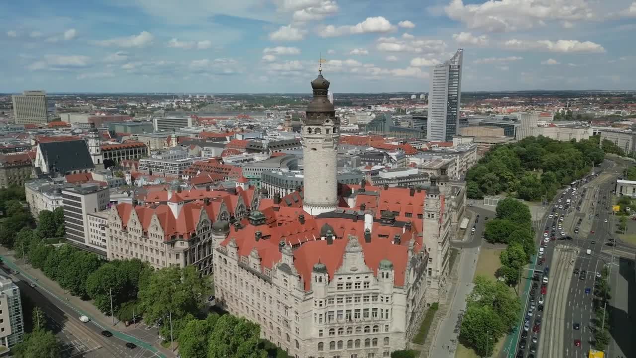 Drone Flight Over Leipzig: German City of Culture and History