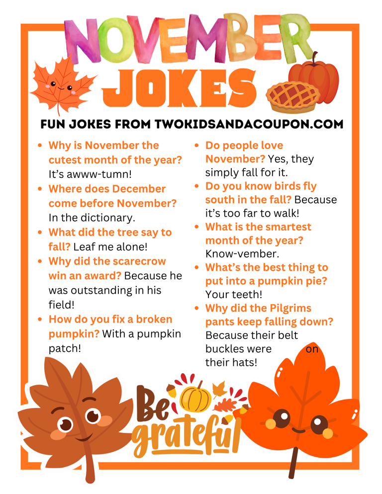 Serve Up Lots of Laughs With These November Jokes for Kids and Adults