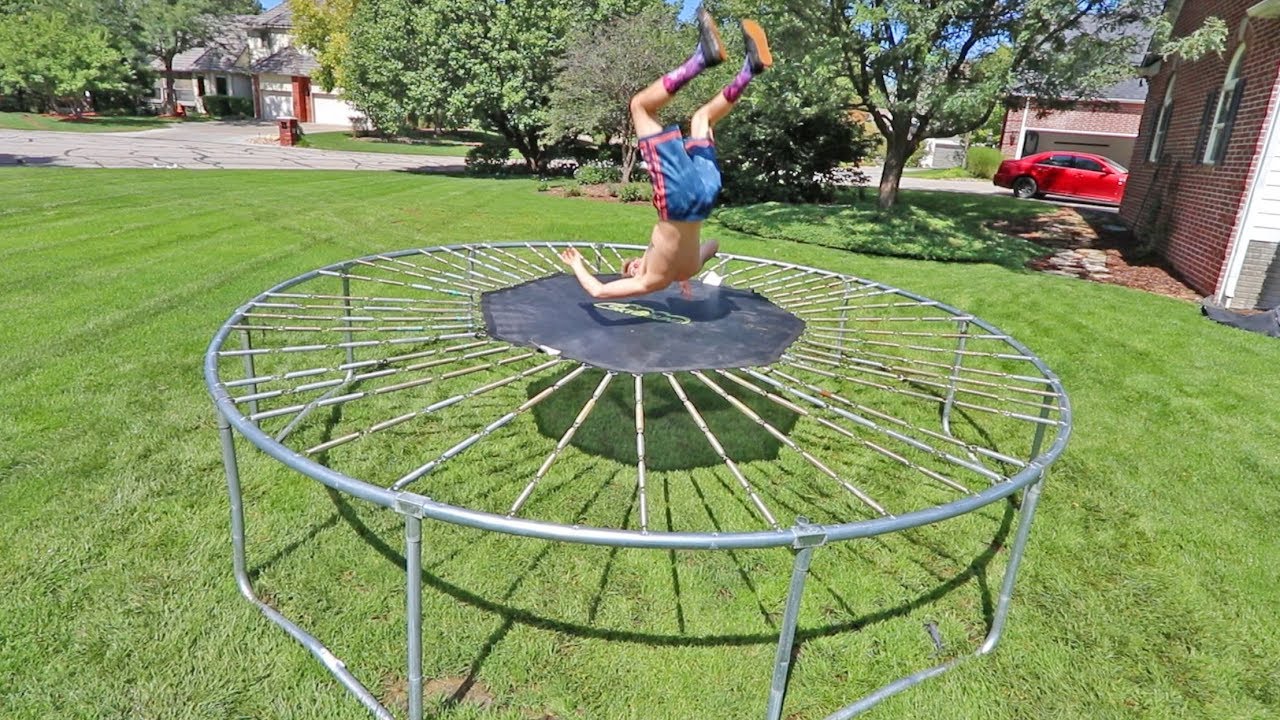 I jump on the scariest trampoline ever made