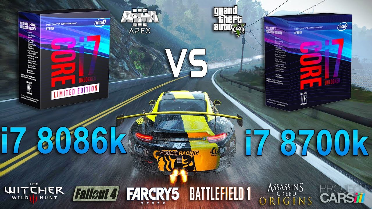 I7 8086K vs I7 8700K test in 8 games