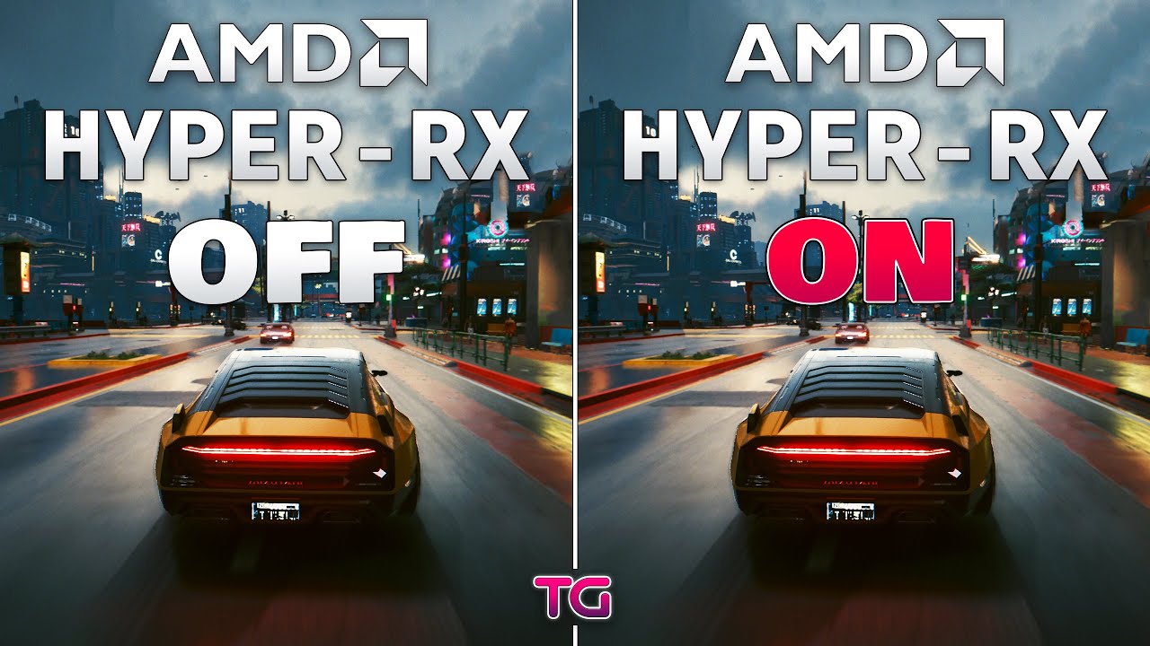 AMD HYPR-RX on vs off in Cyberpunk 2077 on RX 7800 XT