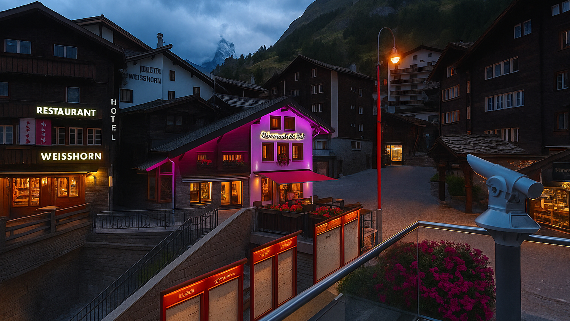 Paseo al atardecer por Zermatt, Suiza (4K)