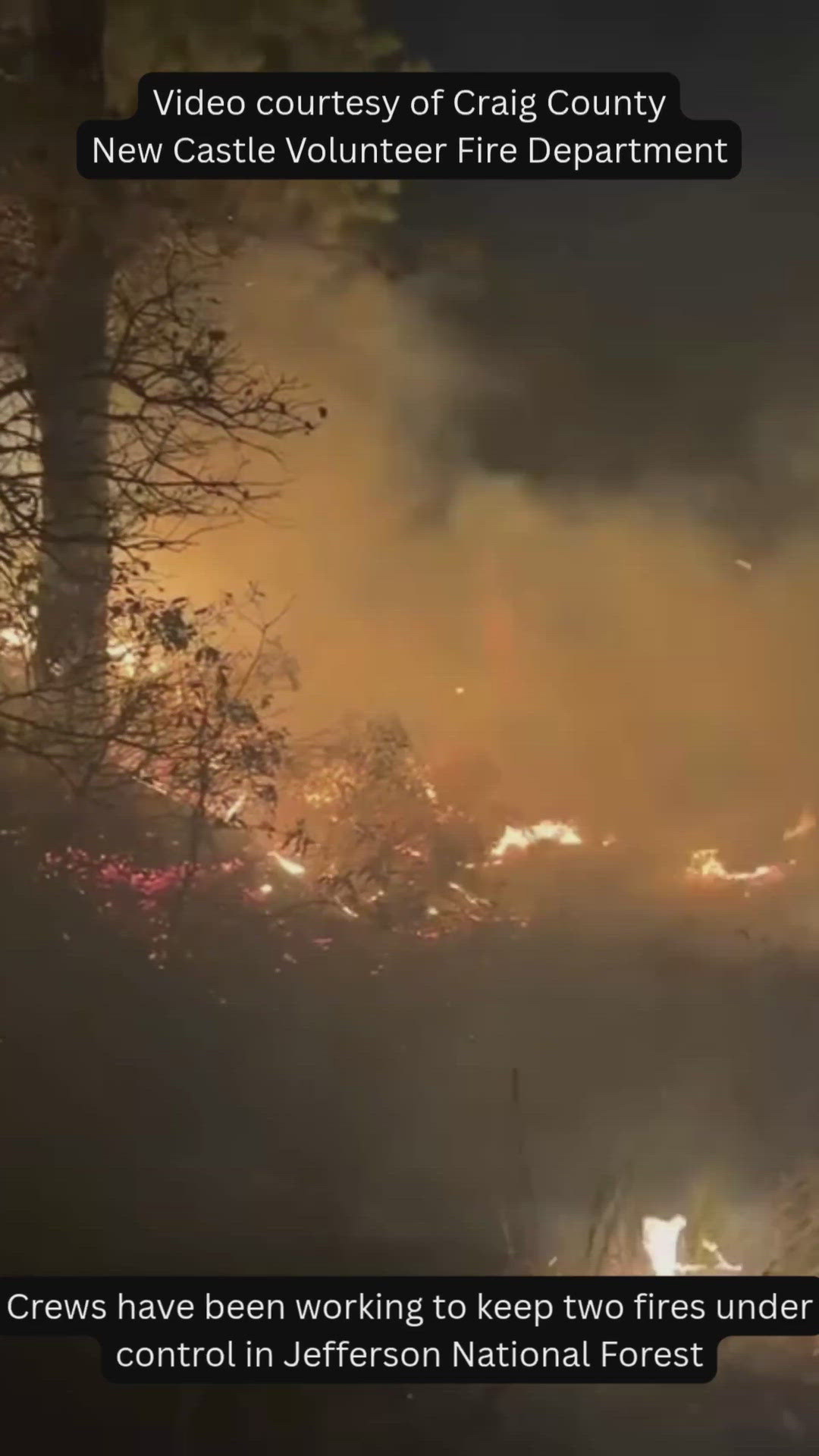 Virginia crews fighting wildfires in Jefferson National Forest