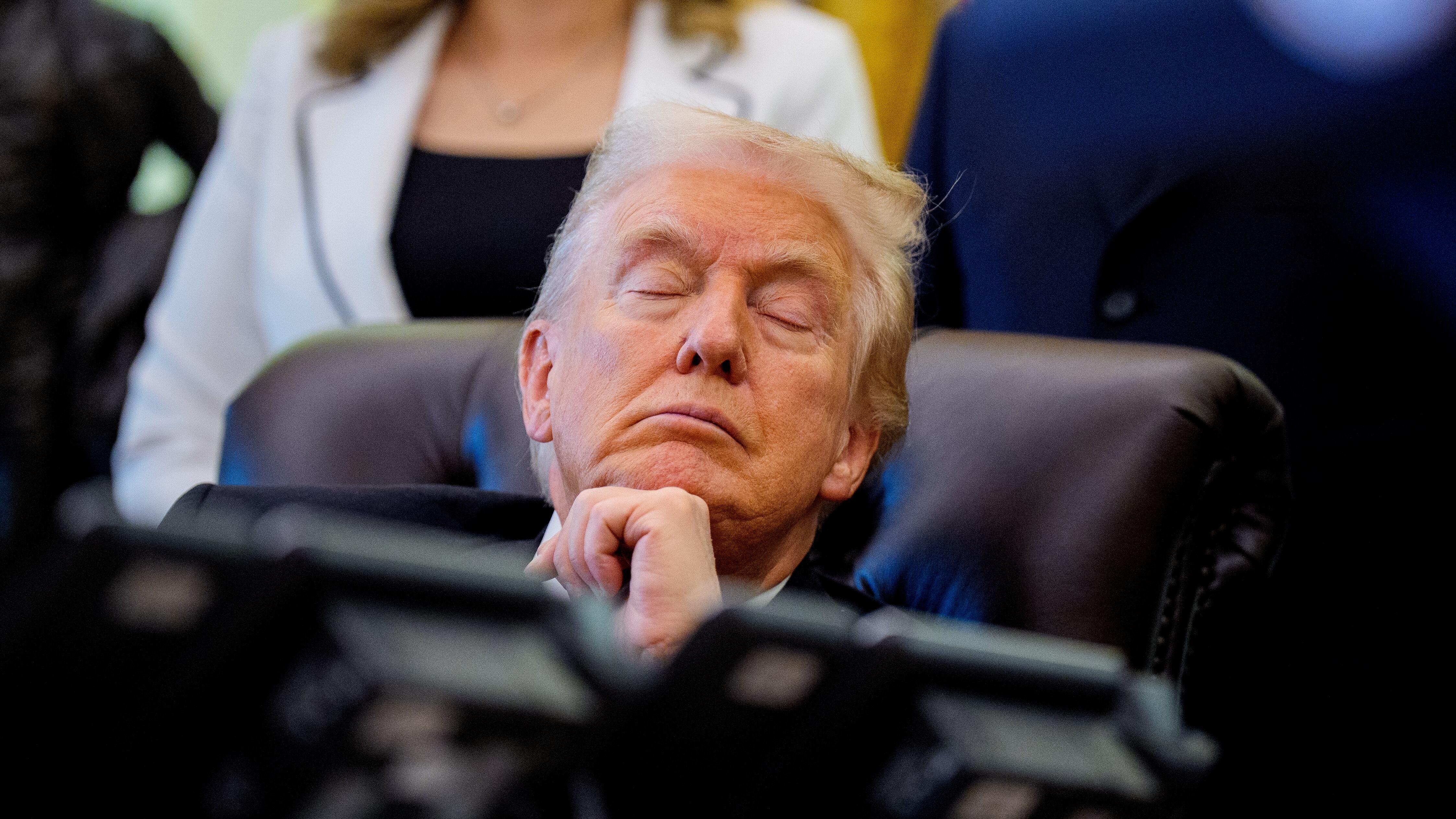 Every Angle of President Trump, 79, Falling Asleep During Press Conference