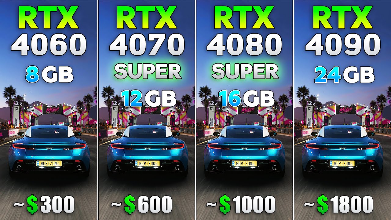 RTX 4060 vs RTX 4070 SUPER vs RTX 4080 SUPER vs RTX 4090 - Test in 8 games