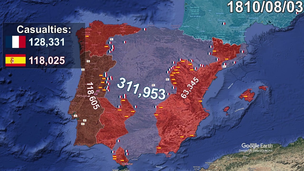 The Peninsular War in 1 minute using Google Earth