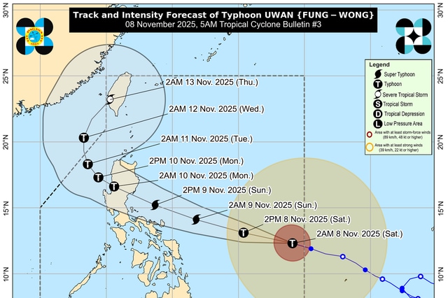 Signal No. 2 in parts of Bicol, Samar as 'Uwan' picks up speed
