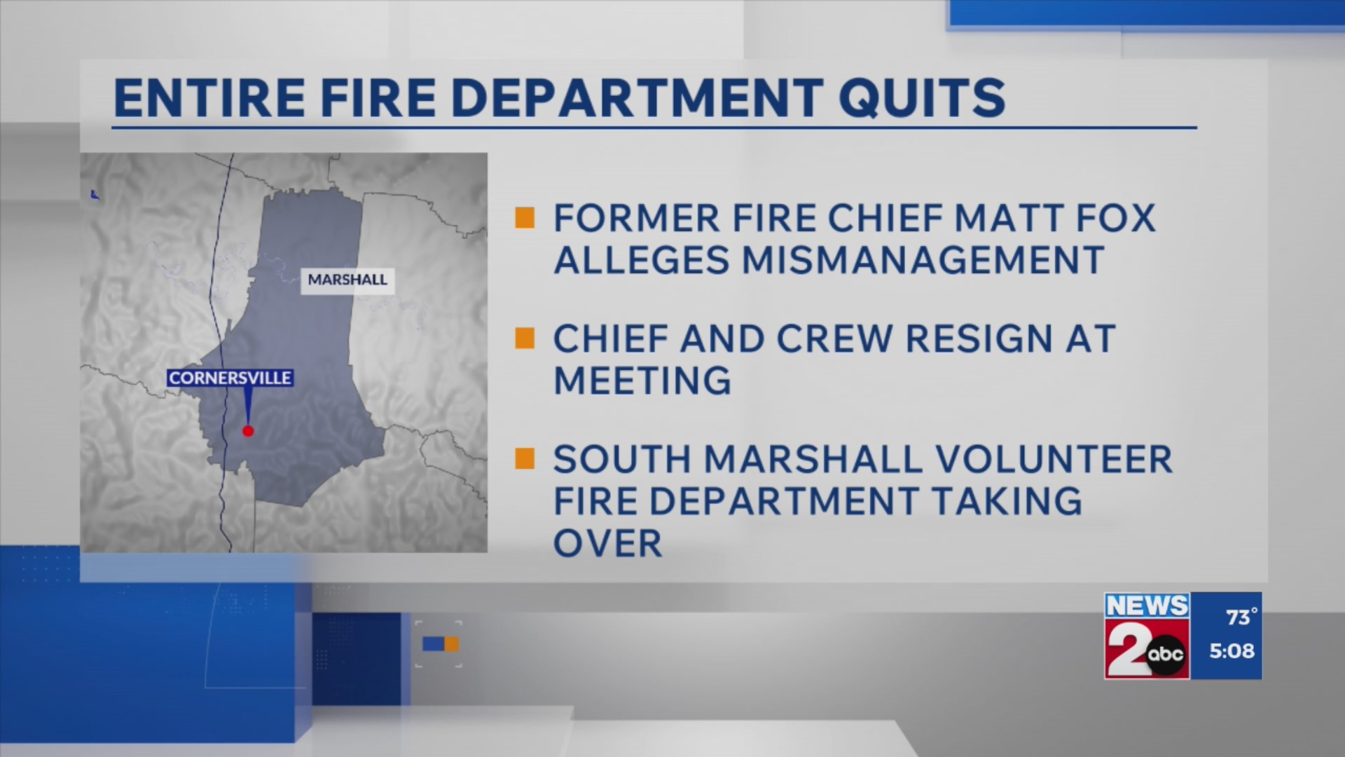 Every staff member of Cornersville Fire Department resigns