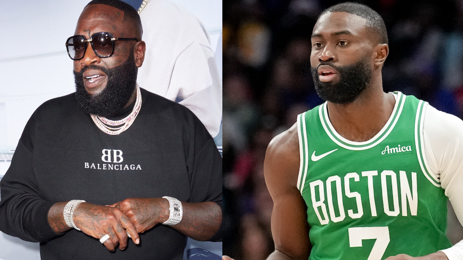 Rick Ross Reacts to Reports of Jaylen Brown's Hairline Rubbing Off on Opponents: 'End the Madness'
