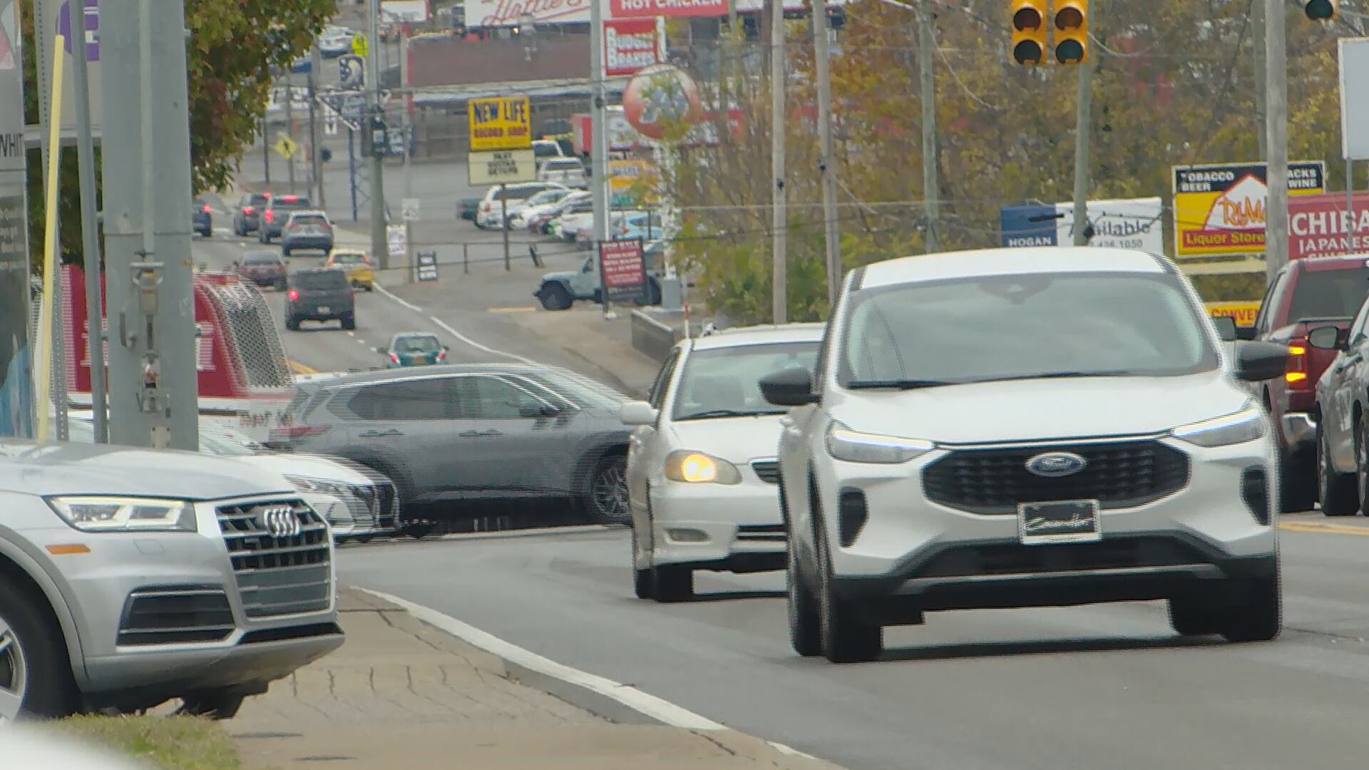 Wet leaves create dangerous driving conditions during storms