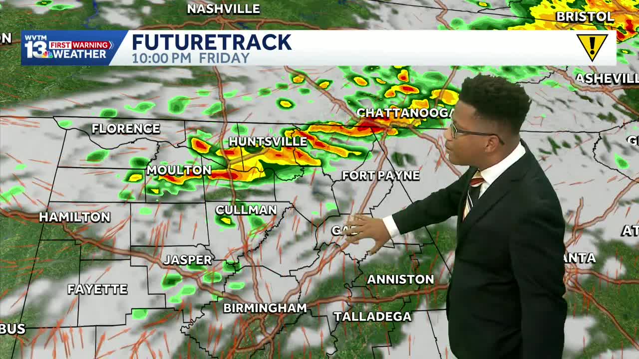 Tracking a low threat of severe storms Friday night, Alabama weather ...