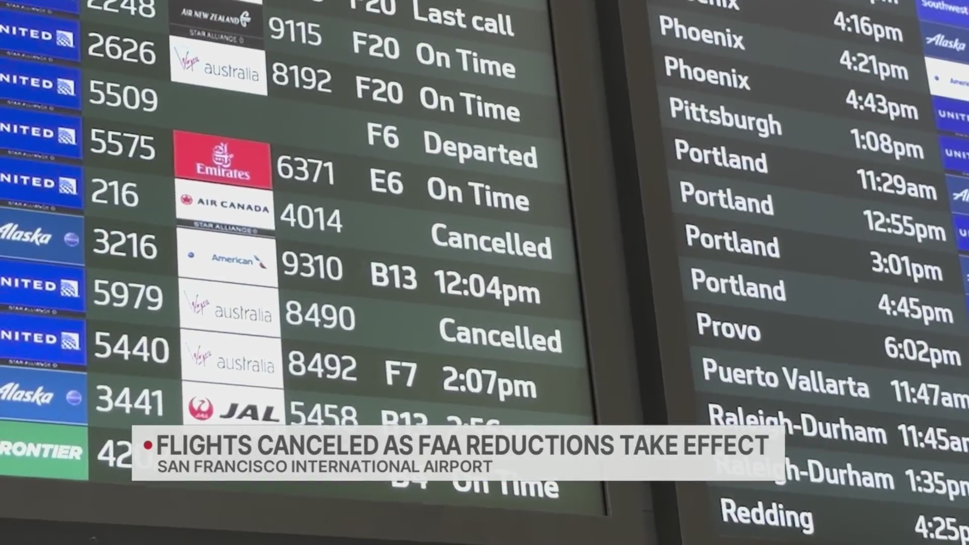 Flights canceled as FAA reductions take effect