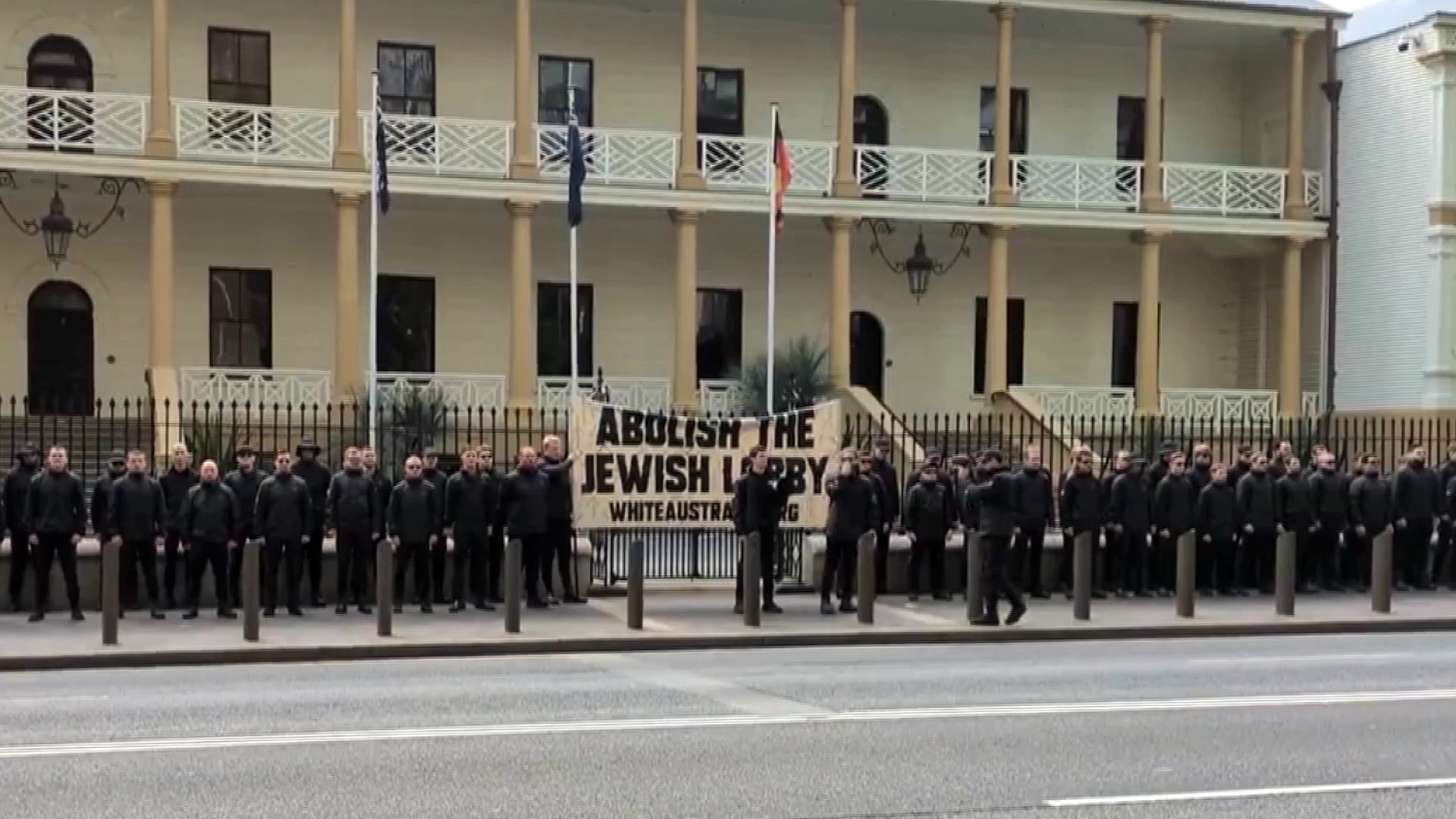 Police should have broken up neo-Nazi stunt, NSW opposition says