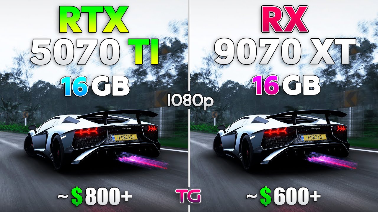 RTX 5070 Ti vs RX 9070 XT - Comparison in 1080p