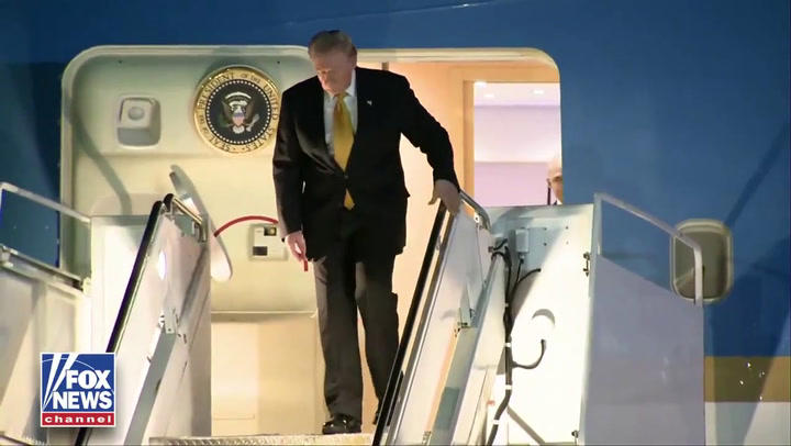 Trump, 79, Slumps Into Limo After Successfully Navigating Air Force One ...