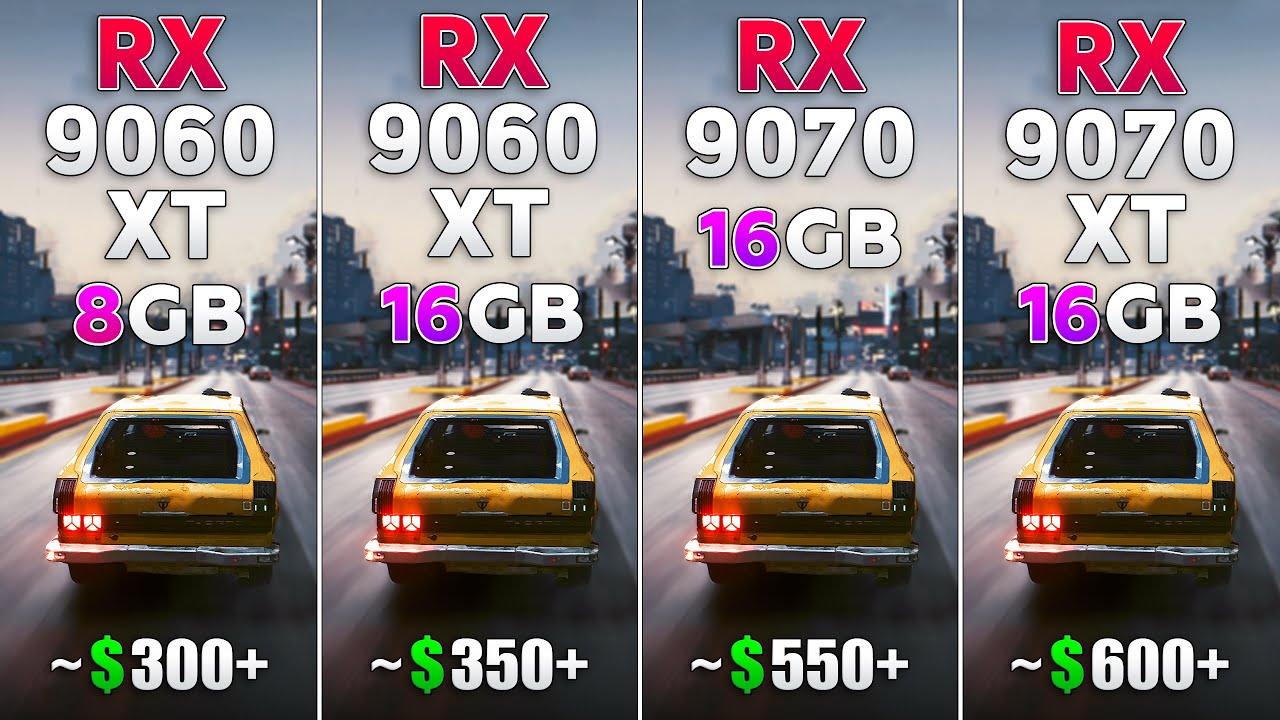 RX 9070 XT vs RX 9070 vs RX 9060 XT 16GB vs RX 9060 XT 8GB - Test in 10 ...